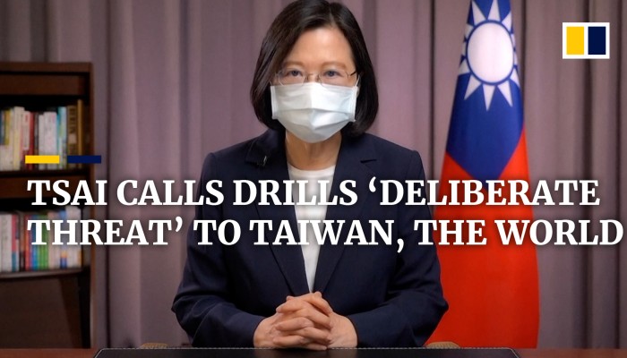 Taiwanese president calls mainland China military exercises ...