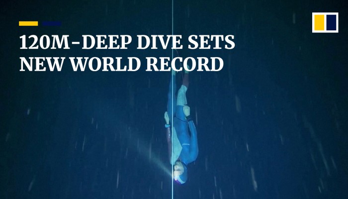 French freediver Arnaud Jerald breaks world record with 120m-deep dive ...