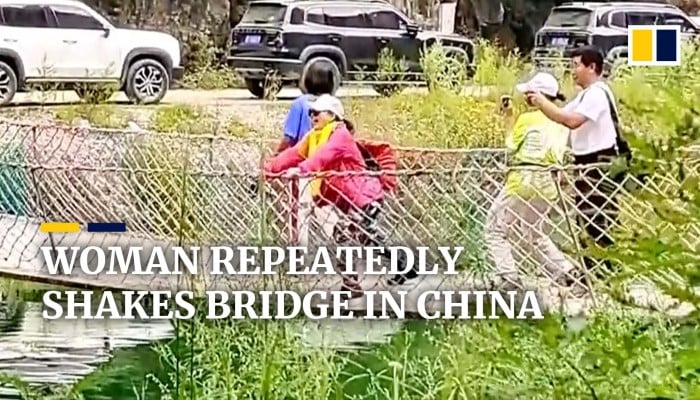 Woman repeatedly shakes bridge in China | South China Morning Post