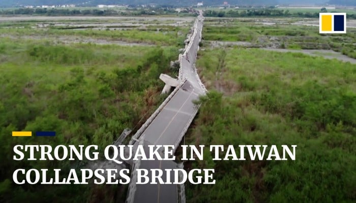 Drone footage shows collapsed bridge after 6.8-magnitude earthquake in ...
