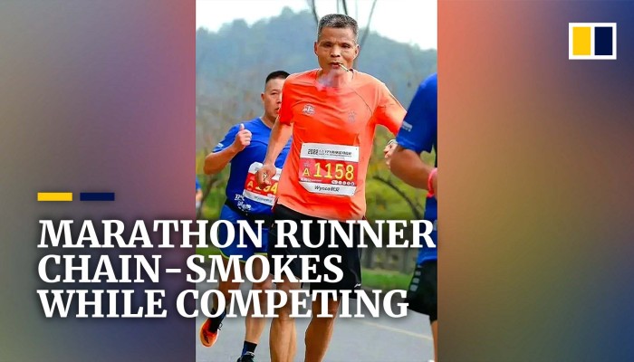 Chinese runner goes viral for chain-smoking his way through marathon ...