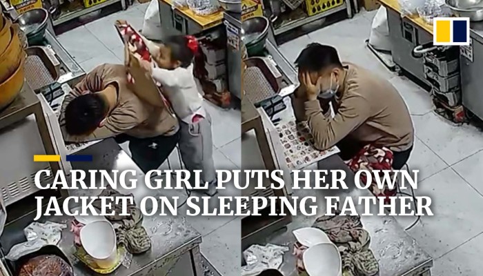 Chinese father bursts into tears after daughter places jacket on him ...