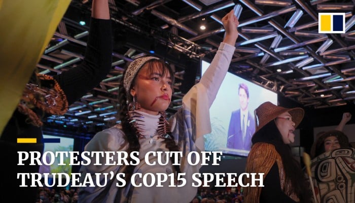 Protesters cut off Canadian PM Justin Trudeau’s COP15 speech | South ...