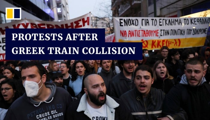 Protesters scuffle with riot police following fatal train collision in ...