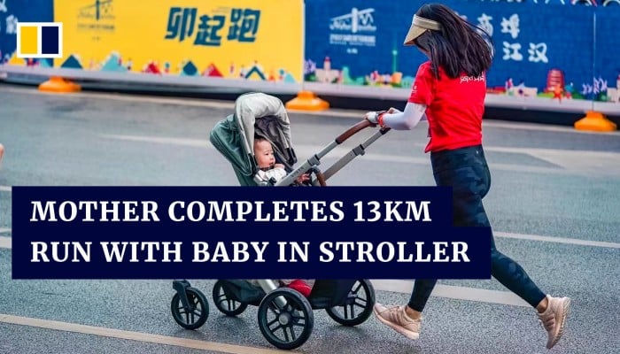 Chinese mother completes 13km run with baby in stroller | South China ...