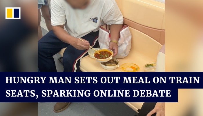 Hungry man sets out meal on train seats, sparking online debate in ...
