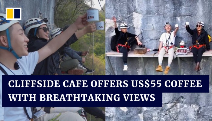 A cuppa on a cliff: Cafe in China offers coffee with a breathtaking ...