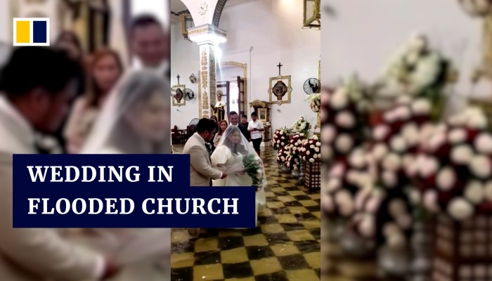 Couple weds in flooded church after Typhoon Doksuri hits Philippines ...