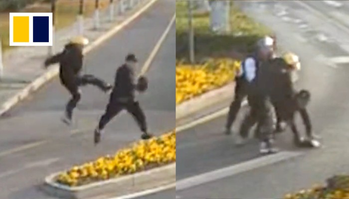 Delivery man and passer-by nab thief in dramatic chase | South China ...