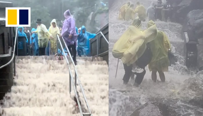 Visitors evacuated as heavy rain batters Chinese mountain | South China ...