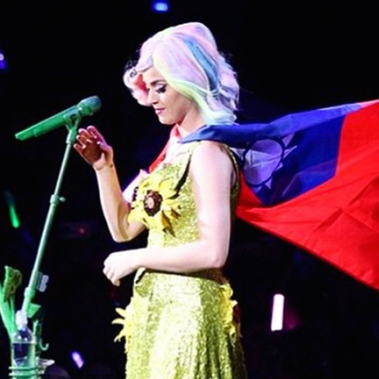 Katy Perry courts controversy with sunflower outfit and Taiwan flag at ...
