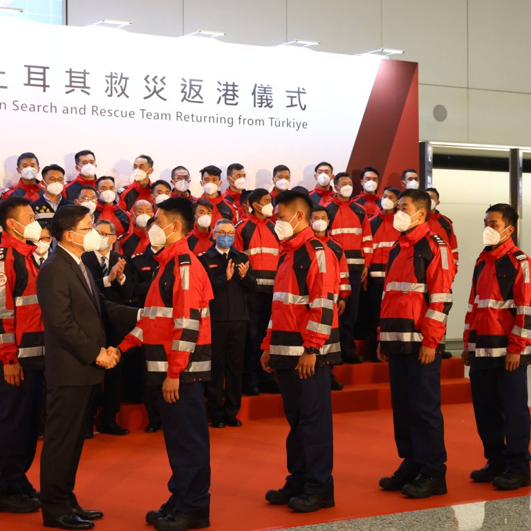 Hong Kong rescue team given hero’s welcome led by Chief Executive after ...