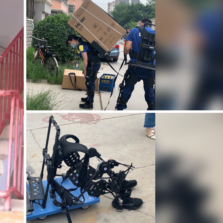 Awesome! Movers in China wear exoskeleton suits for heavy lifting ...
