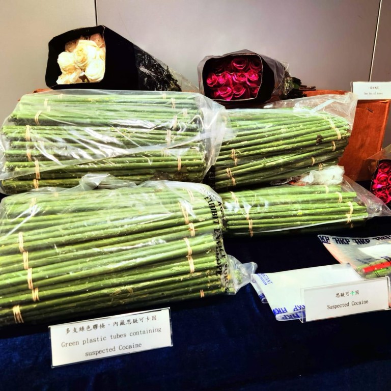 HK$33 million worth of cocaine found hidden in tubes disguised as rose ...