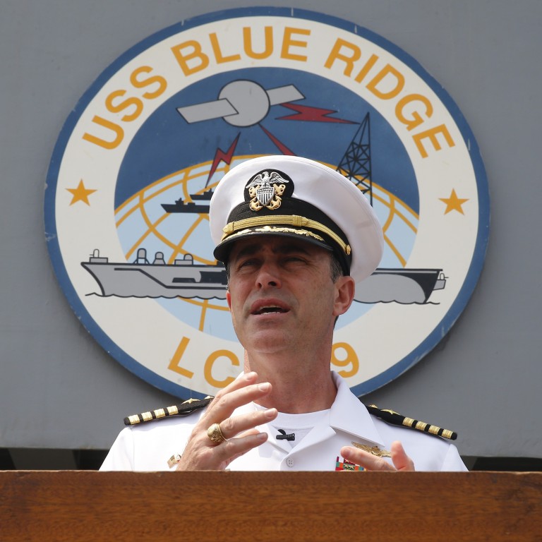 US Navy flagship visits Manila after sailing in contested South China ...