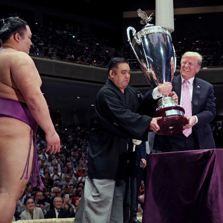 US President Donald Trump’s supersized sumo trophy gets permanent ...