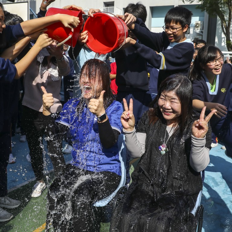 Hong Kong teachers and students brave bucket challenge in winter for ...