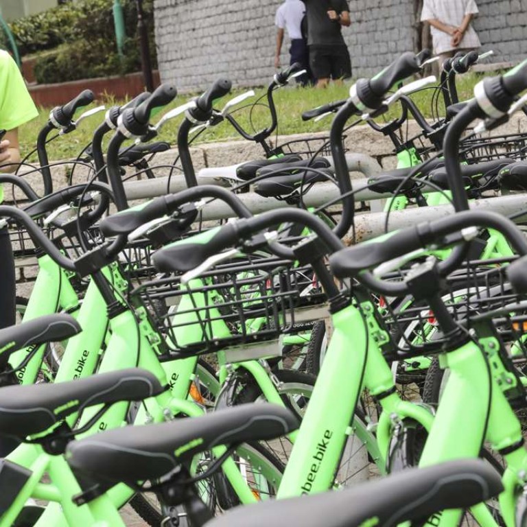 Bike-sharing service offering rental anywhere through mobile app rides ...