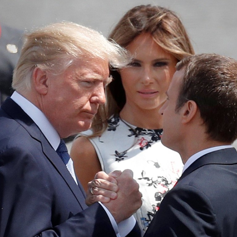 Strong handshakes all round as Macron, Trump forge bond during France’s ...