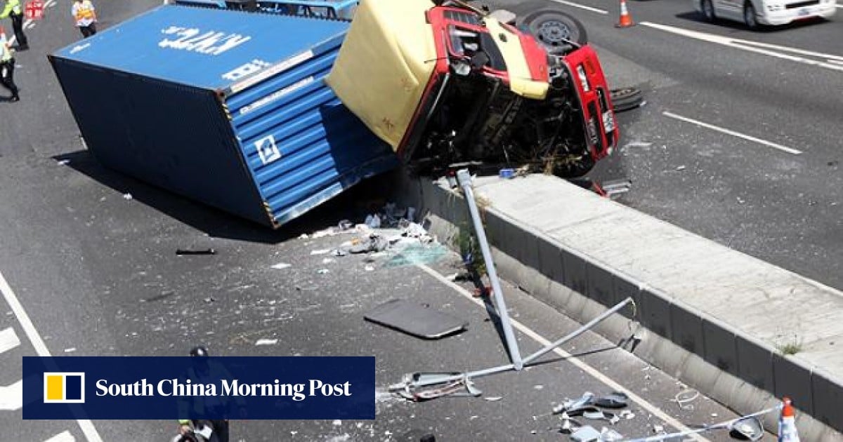 Three injured as container truck crashes in Mei Foo | South China ...