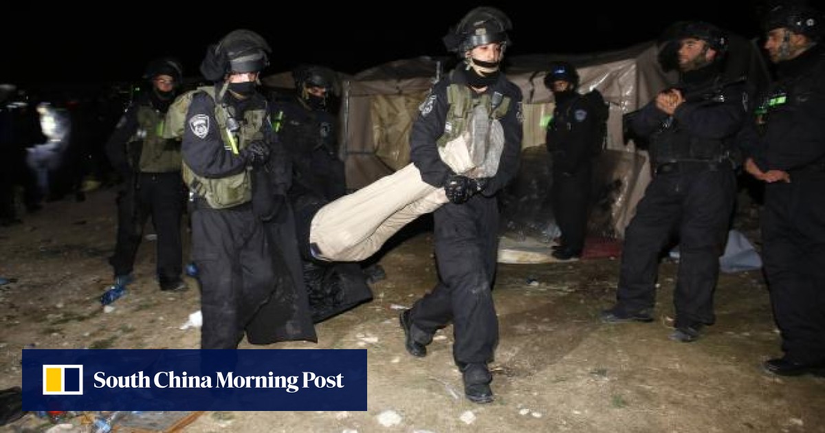 Palestinian tent protesters evicted from West Bank site | South China ...