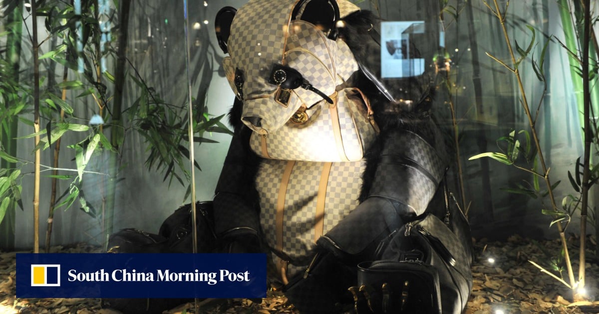 Bear-faced fashion: The giant panda made from designer handbags | South ...