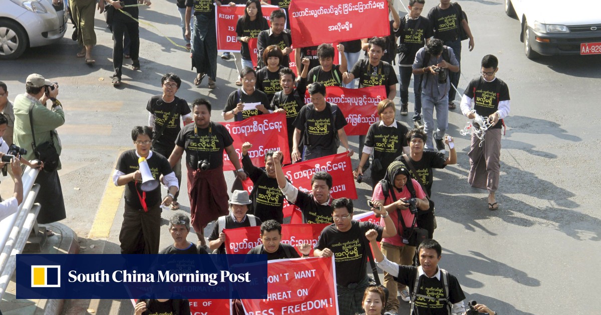 New | Myanmar press stage rare protest against journalist's conviction ...