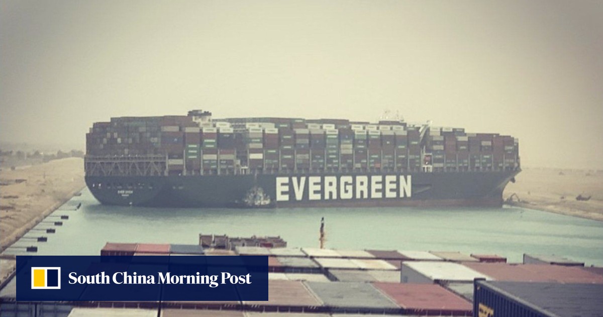 Giant Ship Blocks Suez Canal And Causes 100 Vessel Pile Up After Being