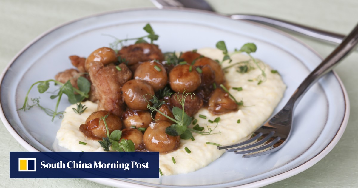 How to make pan-fried sweetbreads with mushrooms and polenta, and deep ...