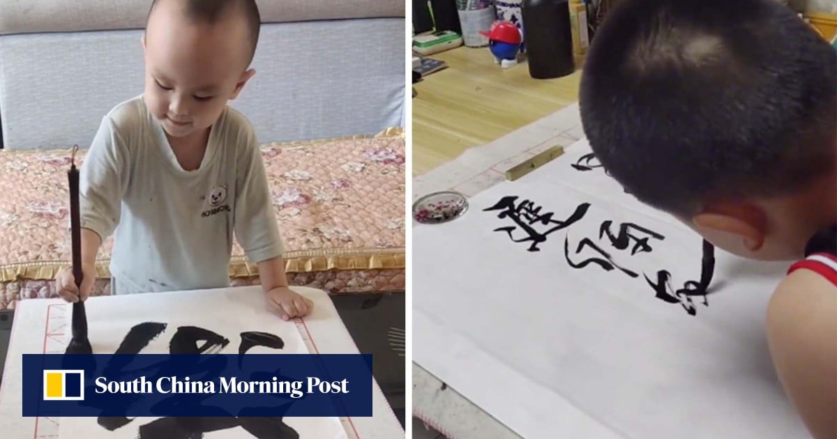Boys aged 3 and 8 captivate China with amazing calligraphy skills in ...