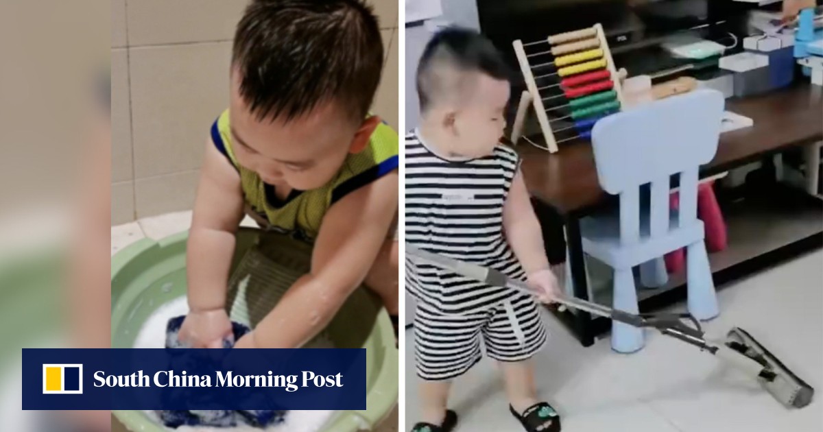 ‘Don’t hurt your tender hands’: adorable 2-year-old boy doing housework ...