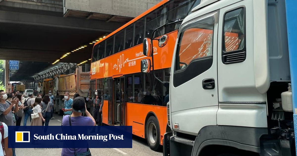 9 hurt in vehicle pile-up involving double-decker bus and 3 trucks in ...