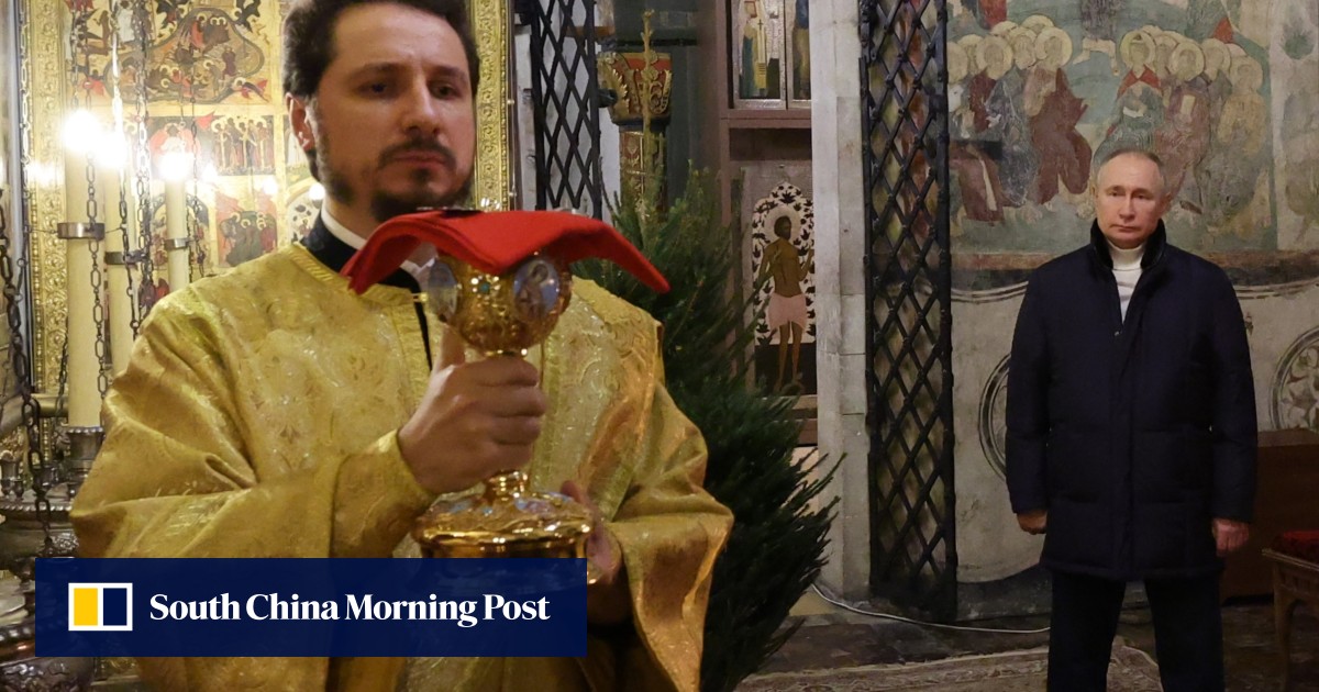 Vladimir Putin appears alone at Orthodox Christmas Eve service in ...