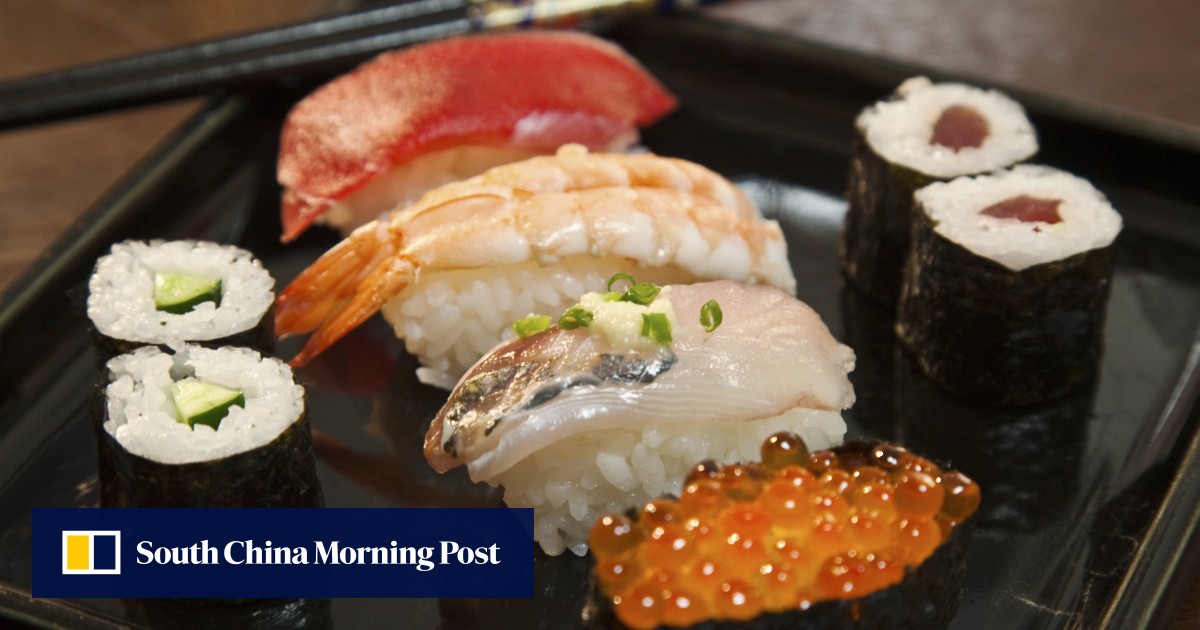 Japanese diner in hot water for rubbing sushi with saliva-covered ...