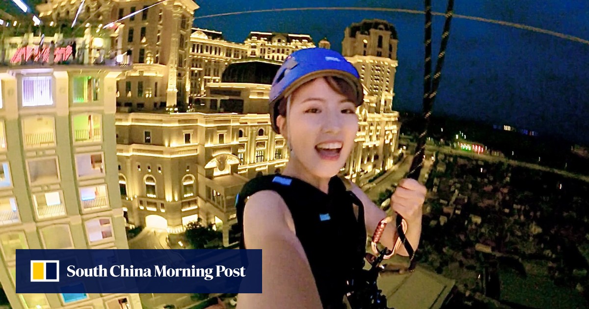 New 388-metre zip line in China’s gambling hub Macau takes adventure in ...