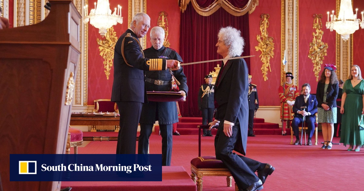 Queen musician Brian May formally knighted by King Charles | South ...