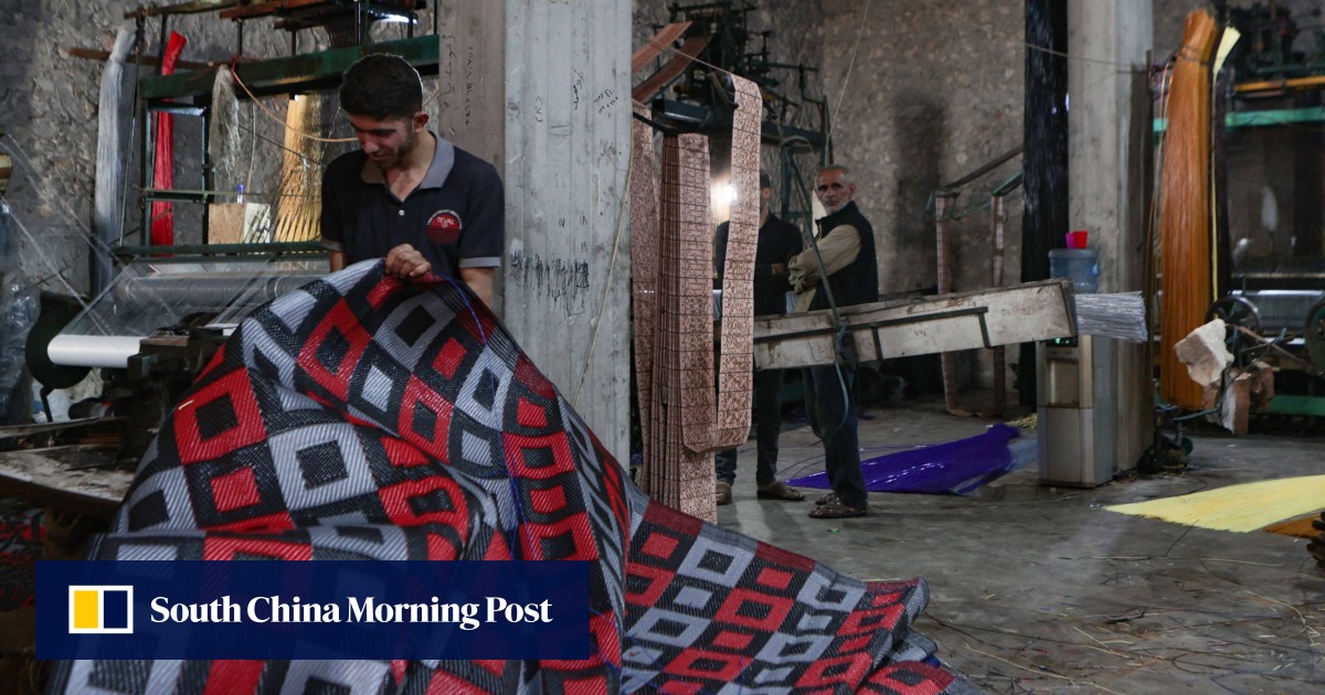 Syrians turn plastic waste into rugs to make a living | South China ...