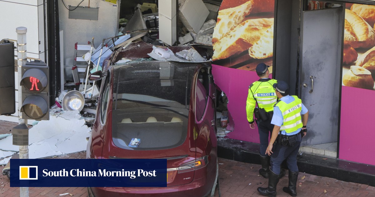 Tesla Crashes Into Hong Kong Department Store Injuring Driver And