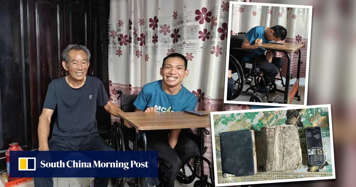 ‘I love you, my father’: Chinese man with cerebral palsy uses nose and ...