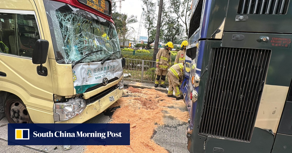 11 hurt in collision between minibus and KMB double-decker near Hong ...