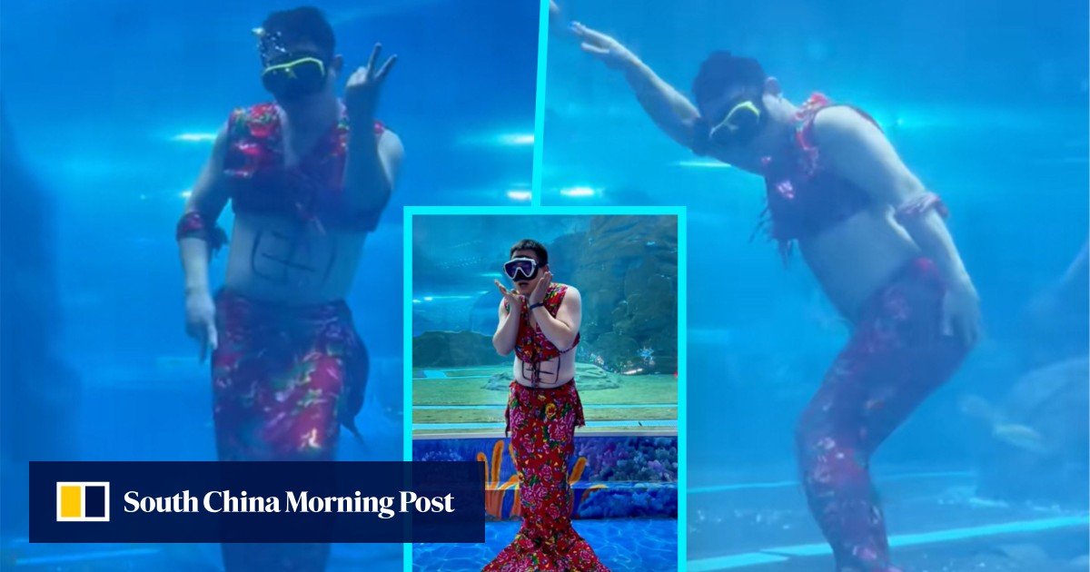 Enchanting merman: chubby male mermaid at China theme park becomes ...