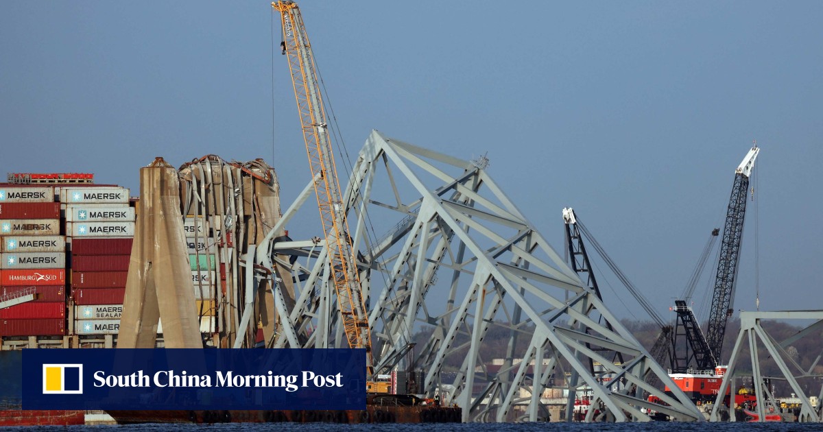 Huge crane ready to clear Baltimore bridge debris | South China Morning ...