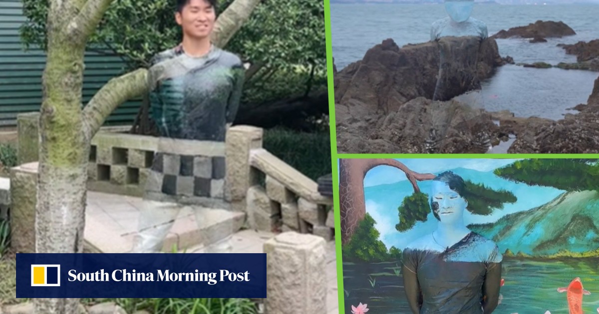 China ‘invisible man’ painter blends into surroundings with chameleon ...
