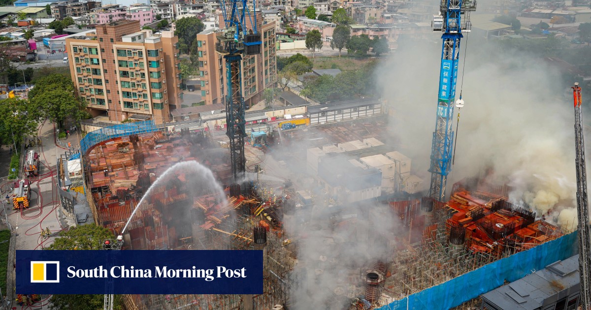 Firefighters Enter Hong Kong Construction Site To Fight Blaze Burning