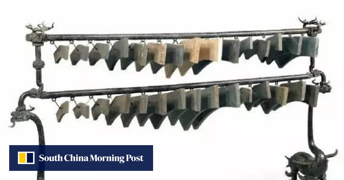 Made using jade or limestone, Chinese musical instrument the lithophone ...