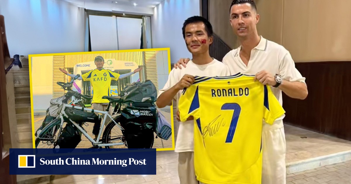 Devoted China Cristiano Ronaldo football fan takes 13,000km bicycle ...