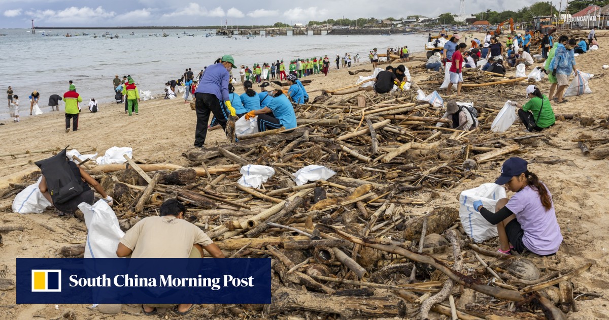Volunteers clean up Bali’s beach from ‘worst’ monsoon-driven trash ...