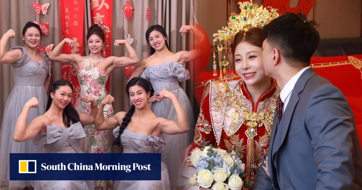 ‘Super fierce bridesmaids’ join muscle-bound China bride at wedding ...