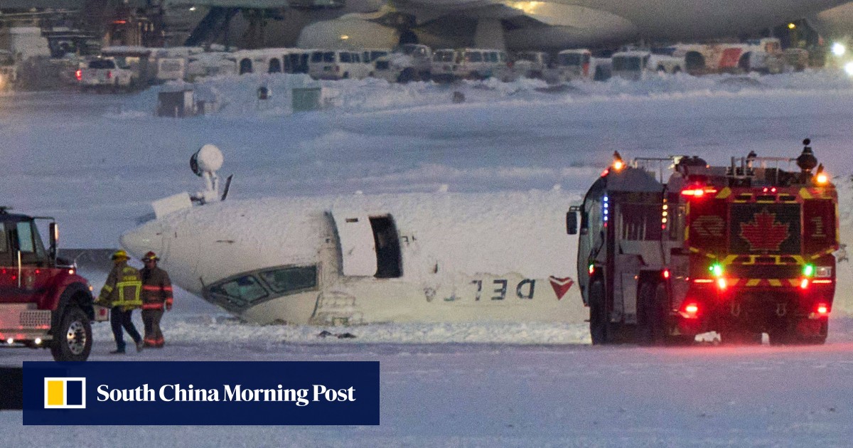 Delta Air Lines jet flips upside down on snowy Toronto runway, all 80 ...