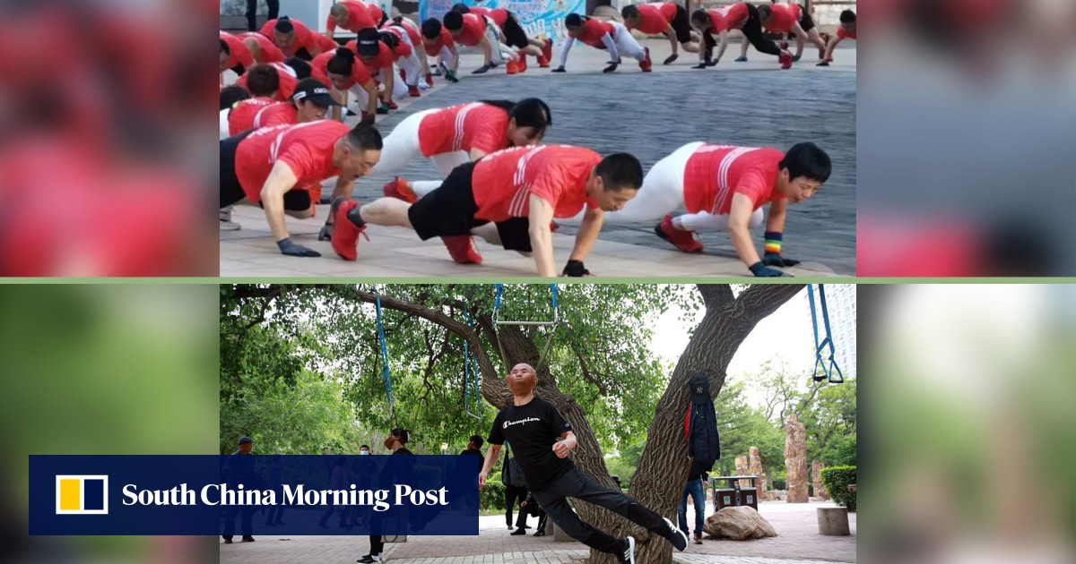 Chinese seniors embrace quirky workouts – crocodile crawl, tree-bumping ...